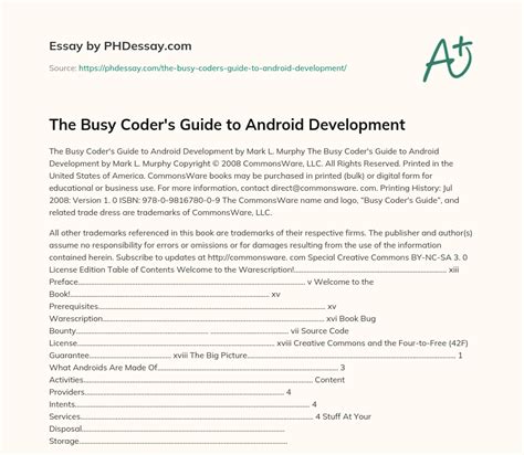 The Busy Coders Guide To Android Development