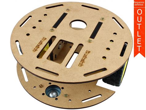Carrinho Arduino Redondo Carro Robô 2wd 200rpm Mdf 3mm Kit Chassi