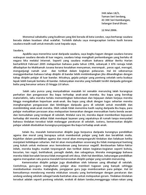 Surat Kiriman Tidak Rasmi Spm 2021 Format Contoh Penu