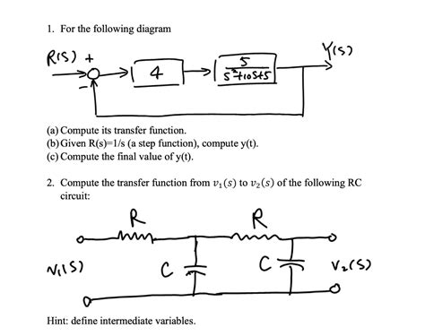 solved 1 for the following diagram a compute its transfer