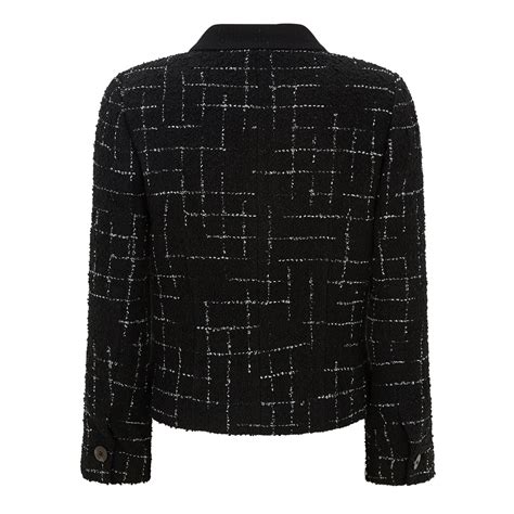 Ede And Ravenscroft Kiara Tailored Glitter Check Wool Jacket Black