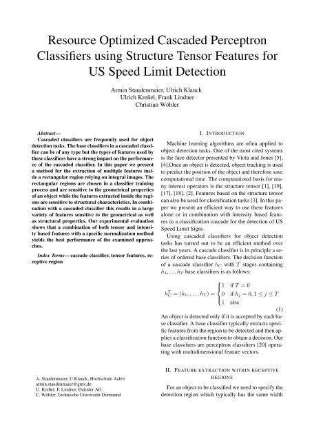 Resource Optimized Cascaded Perceptron Classifiers Using