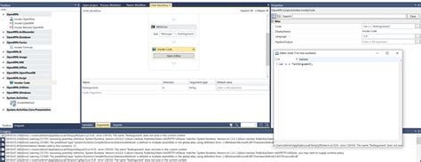 invoke code activity is not recognizing the arguments direction in