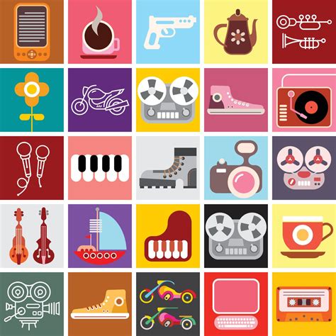 Random Objects Vector Collage 11204099 Vector Art At Vecteezy