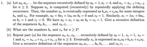 Solved A Let A0a1 Be The Sequence Recursively Defined