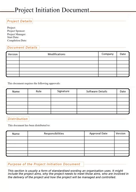 Project Initiation Document Template Pdf Free Word And Excel Templates