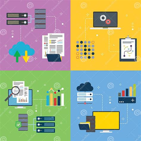 computer technology data hosting and computer code icons stock vector illustration of icon