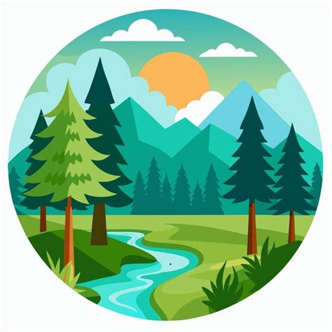 자연 풍경 일러스트레이션 터 프리미엄 Ai 생성 벡터