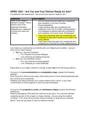 Assessment Of Readiness For Safer Sex Practices Course Hero