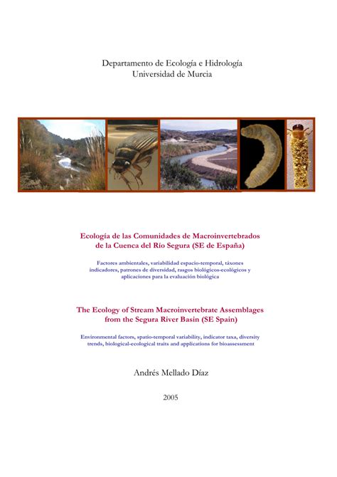 Pdf Ecología De Las Comunidades De Macroinvertebrados De La Cuenca Del Río Segura Se De