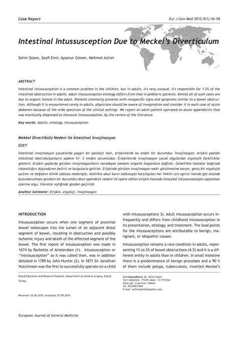 Pdf Intestinal Intussusception Due To Meckels Diverticulum