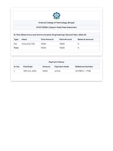 Satyam Fee Statement Pdf
