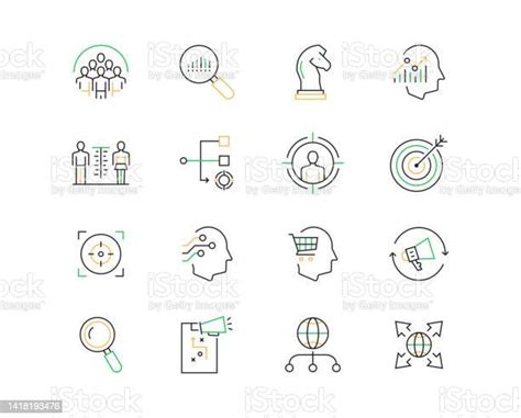 대상 고객 관련 벡터 라인 아이콘입니다 윤곽선 기호 모음 0명에 대한 스톡 벡터 아트 및 기타 이미지 0명 개념 개선 Istock