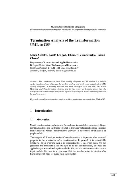 Pdf Termination Analysis Of The Transformation Uml To Csp