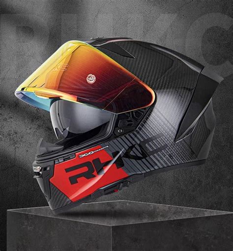 Carbon Fiber Motorcycle Helmet Red And White Rhkc