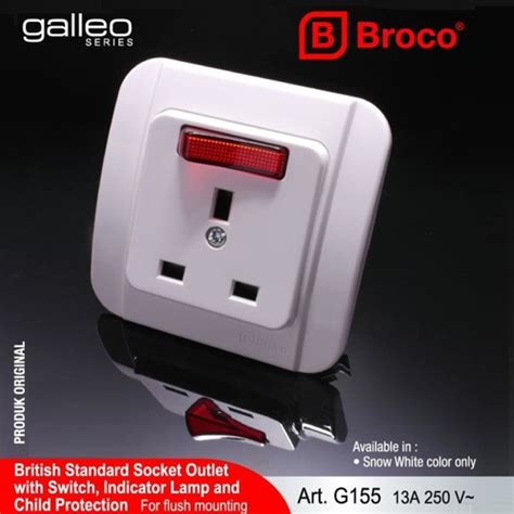 Jual BROCO GALLEO Stop Kontak AC BSI Standard Inbow Snow White G15555S