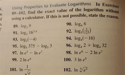Solved Using Properties To Evaluate Logarithms In Chegg