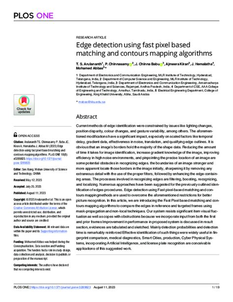 Pdf Edge Detection Using Fast Pixel Based Matching And Contours