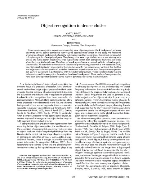 Object Recognition In Dense Clutter As A Fundamental Task Of Vision
