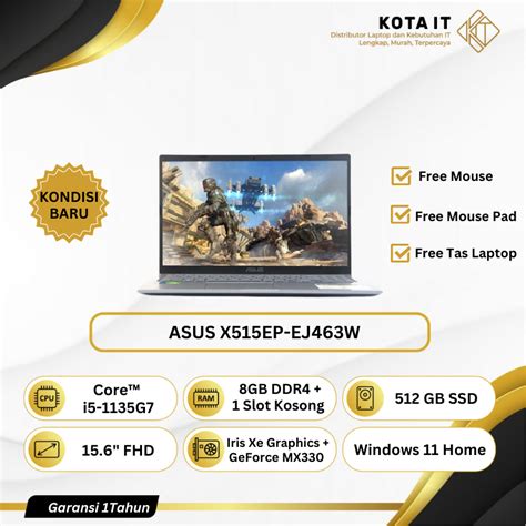 Jual Laptop Asus X515ep Ej463w Core I5 1135g7 Ram 8gb Ssd 512gb Mx330