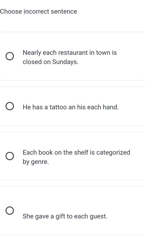 Choose Incorrect Sentence Nearly Each Studyx