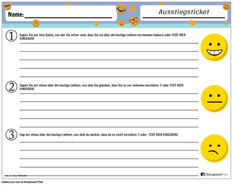 Exit Ticket Ganzseitig Storyboard By De Examples