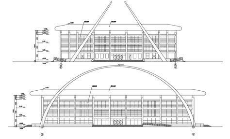 Stadium Elevation Autocad Drawing Cadbull