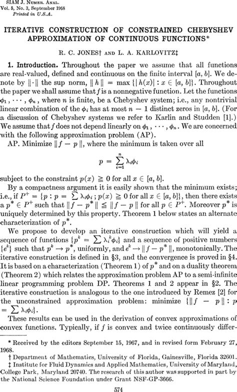 Iterative Construction Of Constrained Chebyshev Approximation Of Continuous Functions Siam