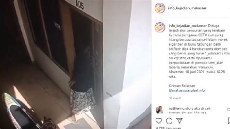 Video Viral Pencurian Di Kamar Kos Mahasiswa Terekam Cctv Pelaku Ibu Ibu