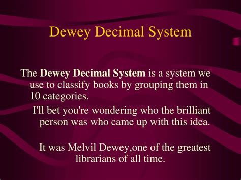 Ppt Discovering Library Classification Melvil Dewey And The Call