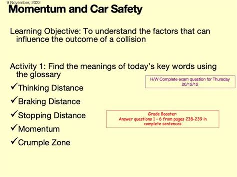 Momentum And Car Safety Gcse Physics Lesson Powerpoint Edexcel