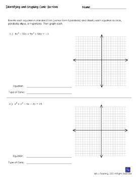 Algebra 2 Identifying Graphing Conic Sections Practice Worksheets
