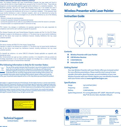 Acco 33374 P Wireless Presenter With Laser Pointerwireless Presenter