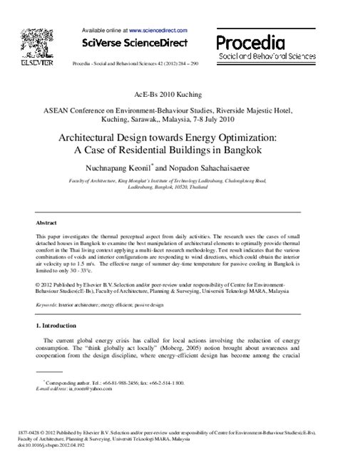 pdf architectural design towards energy optimization a case of