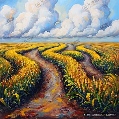 Ai创作图油画水稻 稻田油画 稻穗油画 油画麦田风光 稻田油画背景素材 麦田艺术画 油画麦田 油画金黄色麦田 面风景油画 麦田油画 田野风光