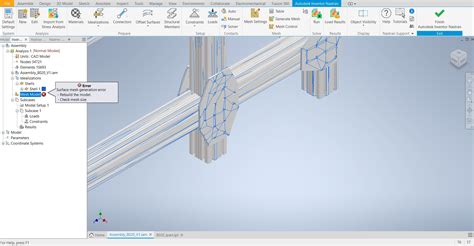 Inventor Nastran Does Not Create Mesh For Frame Made Of 8020 Extrusions