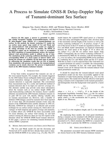 Pdf A Process To Simulate Gnss R Delay Doppler Map Of Tsunami Dominant Sea Surface