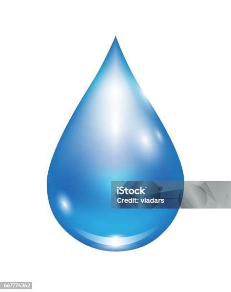 Tetesan Air Biru Dalam Ilustrasi Vektor Realistis Ringan Terisolasi Di