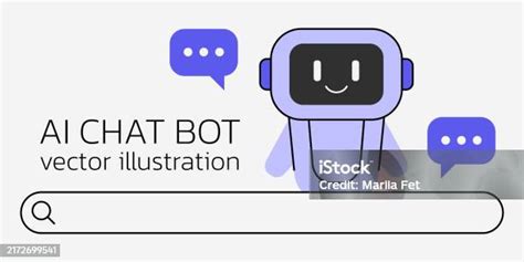 귀여운 챗봇 캐릭터 평면 벡터 그림 검색창 배너가 있는 가상 비서 Ai 로봇 인공 지능 아바타 디지털 지원 개념에 대한 스톡 벡터 아트 및 기타 이미지 Istock