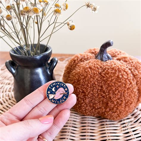 Feminist Witch Enamel Pin Halloween Design Feminist Witch Etsy