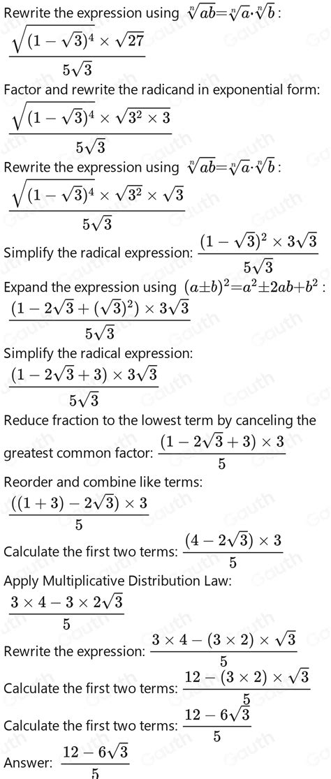 Solved 2 Sqrt 27 1 Sqrt3 4 5 Sqrt 3 [math]