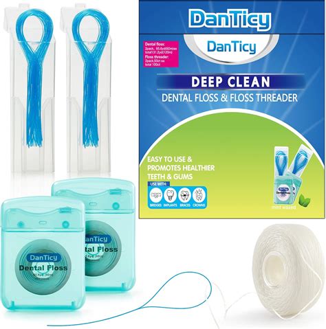 Floss And Floss Threaders Set Dental Floss Set Deep Clean For Braces Bridges And