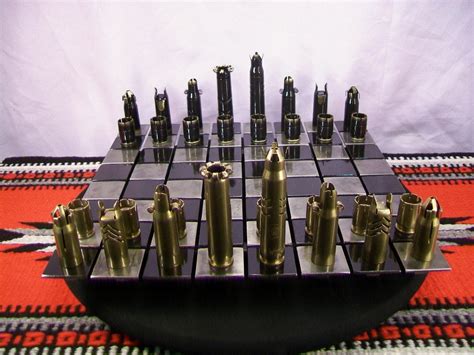 Caliber Bullet Shell Chess Set With Steel Board By Oldeworldcc