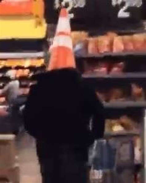 Latham Man Shops W Traffic Cone On Head Video