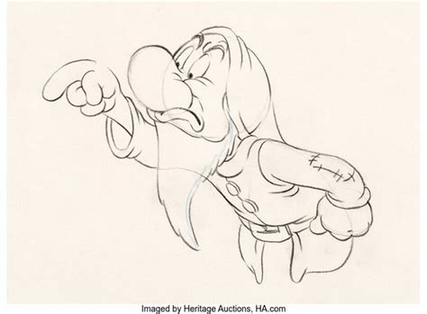 Snow White And The Seven Dwarfs Grumpy Animation Drawing Walt Disney 1937 By Walt Disney