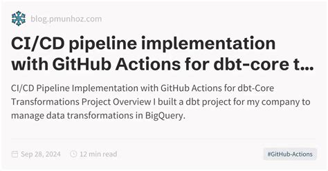 Cicd Pipeline Implementation With Github Actions For Dbt Core