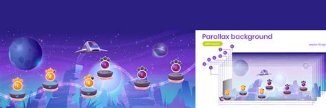 parallax background planets in outer space stars vector image