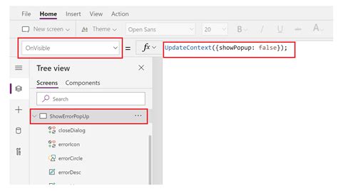 powerapps design popup dialog to display error warning message