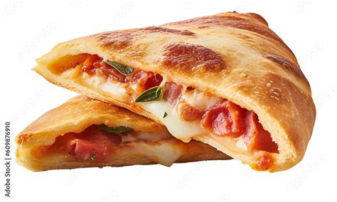 Cutaway Pizza Calzone Closed Pizza Isolated On A Transparent