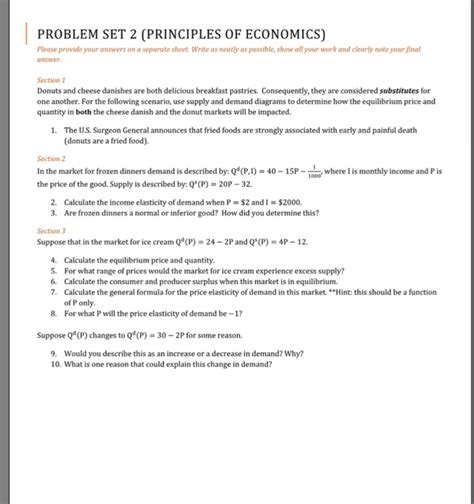 Solved Problem Set 2 Principles Of Economics Please